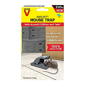 Victor M070 Easy and Safe-Set Power Kill Mouse Trap Quick and Clean Rodent Disposal - 2 Reusable Mouse Traps
