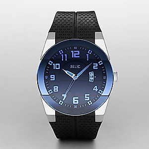 Relic by Fossil Men's Jake Stainless Steel Analog-Quartz Silicone Strap, Black, 22 Casual Watch (Model: ZR11861)