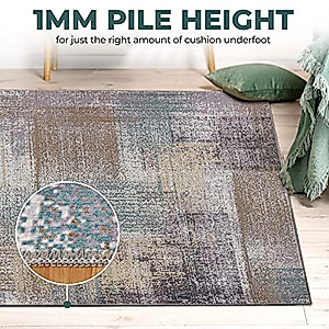 SUPERIOR Arabella Modern Distressed Diamonds Polypropylene Indoor Area Rug, 2'7" x 8', Beige