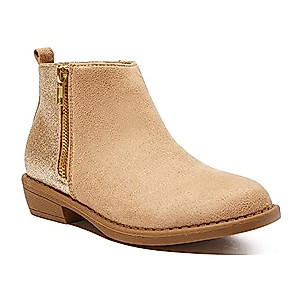 FabKids Girls Boots Glitter Ankle Short Booties Side Zipper Riding Boot Low Heels Dress Boot Shoes For Little Kid Size 13