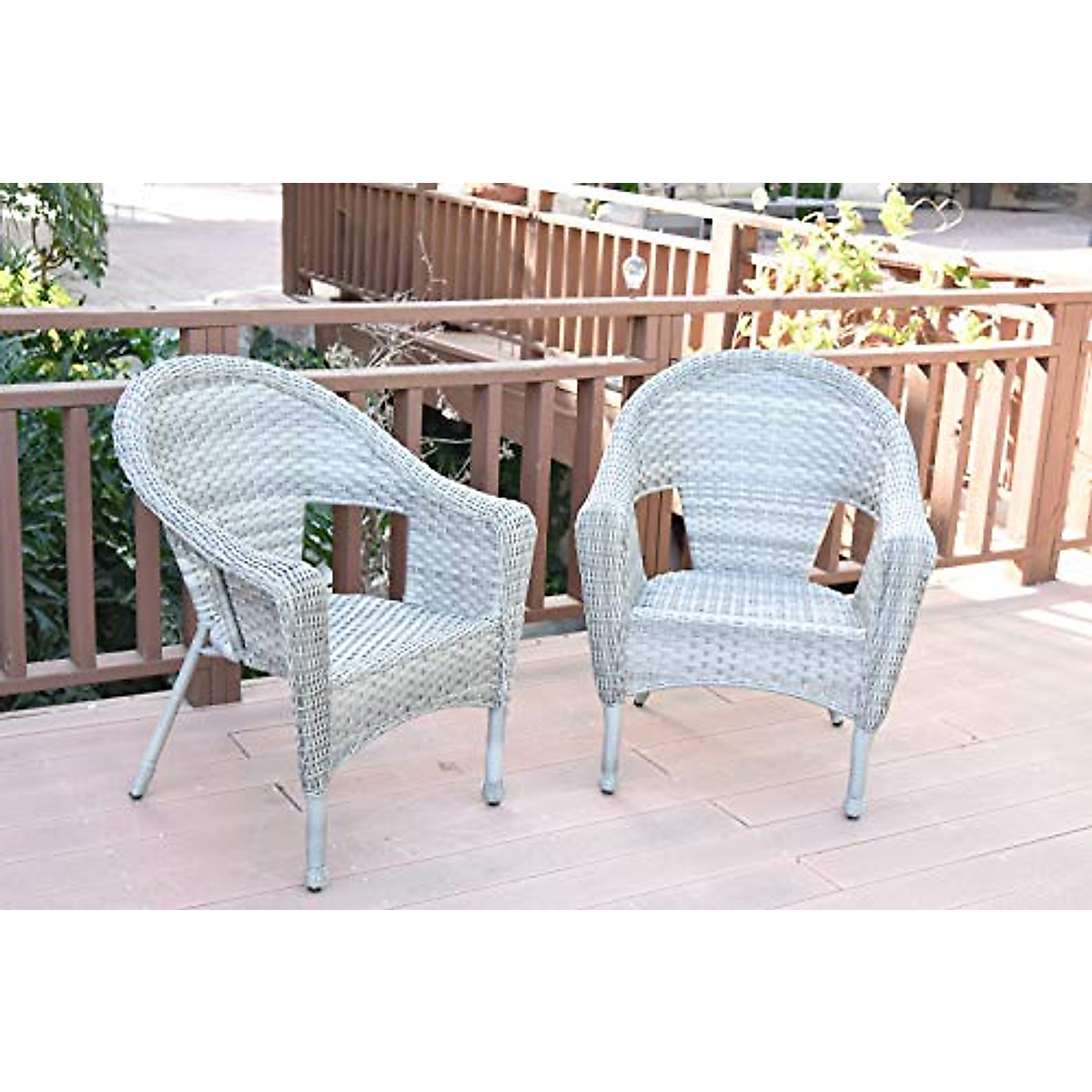 Jeco W00402G_2 Set of 2 Grey Resin Wicker Clark Single Chair Without Cushion