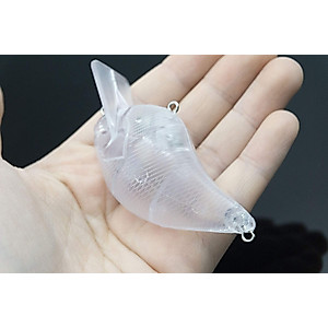 10PCS Unpainted Lure Blanks with 7mm Free Fishing Eyes 13.73g 7.6cm Crankbait Simulation Blank Body Clear Hard Baits Trout Salmon Swimming Sea Bait Topwater Freshwater Plastic Minnow Lure 364 7mm