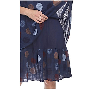 Women's Plus Size Summer Casual Sleeveless Dresses Polka-Dot Floral Scoop Neck Dress-Bigdot-Navy-1X