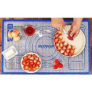 HOTPOP 26 x 16 Inches Extra Thick Nonstick Silicone Pastry & Pie Crust Mat Rolling with Measurements, Kneading and Baking Dough Pastry Pie Crust Bun - Bread Making Mat - Silicone Pie Crust Rolling Mat