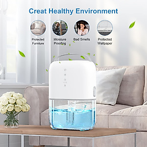 Dehumidifiers, Small Dehumidifiers for Home 320 Sq.Ft with Timer, LED Light 50oz(1500ml) Auto Defrost Portable Dehumidifiers for RV Bedroom Bathroom Closet Kitchen Office, Ultra Quiet