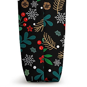 Christmas Leaves, Red Poinsettias, Holly Berries & Acorns Tote Bag