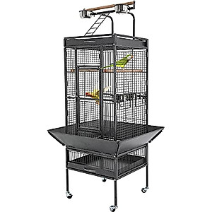 BestPet 61-inch Wrought Iron Large Bird Cage with Play Top and Rolling Stand Parrot Cage Bird Cages for Parakeets Parrots Conures Lovebird Cockatiel Cockatoo Chinchilla Finch Cage Macaw