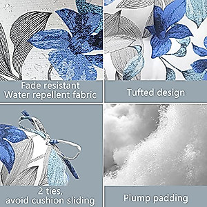 LVTXIII Outdoor All Weather Bistro Seat Cushions, Comfortable Fluffy Tufted Patio Chair Cushions Round 15”x15”x4” Set of 2 for Home Garden Furniture, Clemens Noir Blue