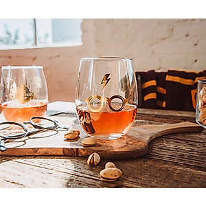 Toynk Harry Potter Icons Stemless Wine Glasses, Set Of 4 | Each Holds 20 Ounces