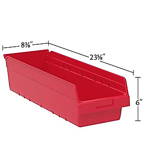 Akro-Mils 30084 Plastic Nesting ShelfMax Storage Bin Box, (24-Inch x 8-Inch x 6-Inch), Blue, (6-Pack) (30084BLUE)