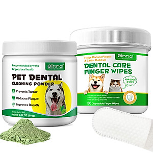 ALIVO Dental Powder for Dogs Teeth Cleaning 80g + 50PCs Dog Dental Teeth Cleaning Wipes
