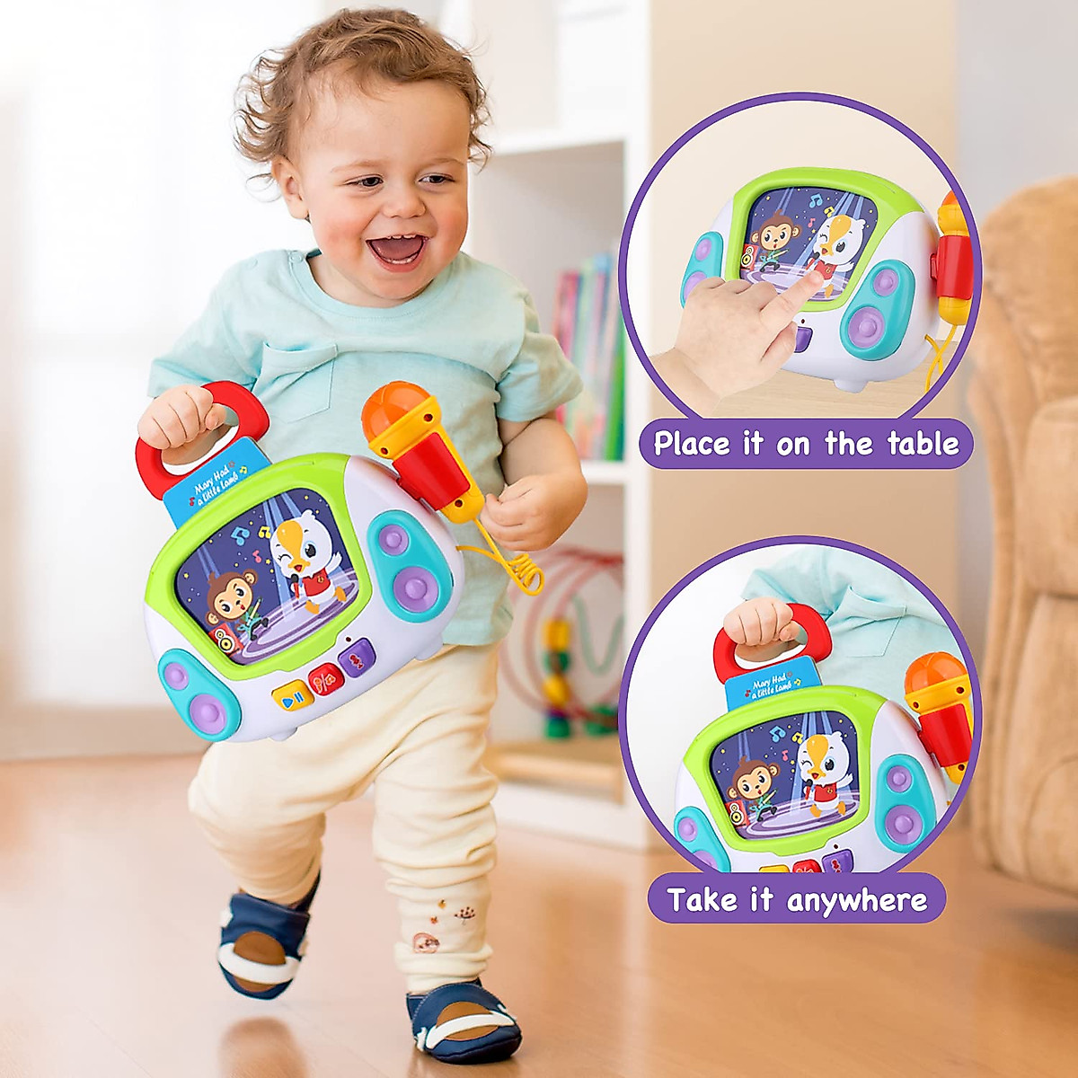 Kidpal Music Toys for Toddlers, Karaoke Jukebox with Microphone for Kids 2 3 4 Year Old Girls and Boys, Baby Musical Toys With Singing Recording & Voice Changing Function Musical Player Gift for Xmas1