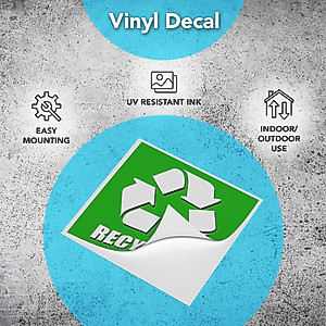 2 PC Recycling Stickers for Trash Can - 4 x 4 Vinyl Stickers - Waste Management Sticker - Trash Recycle Stickers - Green Recycling Bin Labels