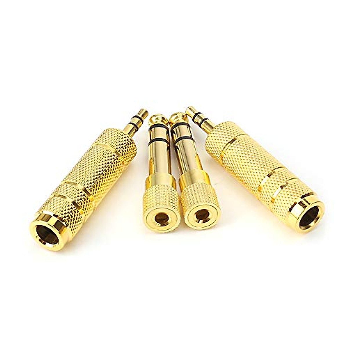 SiYear 3.5mm 1/8 inch TRS Plug to 6.35mm 1/4 inch Jack and 3.5mm Female to 6.35 Male Plug Gold Plated Set Audio Stereo Adapter Converter for Headphone, Microphone (4 -Pack)