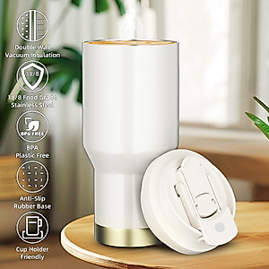 MURRICON 18 oz Stainless Steel Travel Coffee Mug,Vacuum Insulated Coffee Tumbler,Portable Coffee Cups with Lid and Straw,White