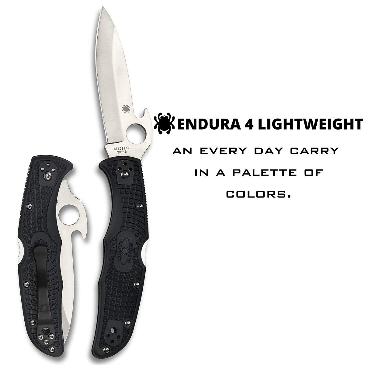 Spyderco Endura 4 Signature Knife with 3.80" VG-10 Steel Blade with Emerson Opener and FRN Handle - PlainEdge - C10PGYW