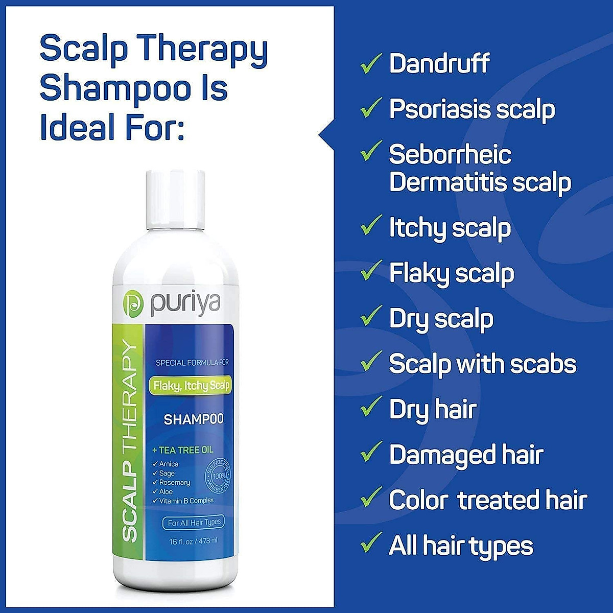 Puriya Tea Tree Shampoo and Conditioner Bundle Set for Itchy, Flaky and Dry Scalp, Sulfate and Paraben Free