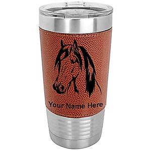 LaserGram 20oz Vacuum Insulated Tumbler Mug, Horse Head 1, Personalized Engraving Included (Faux Leather, Basketball Style)