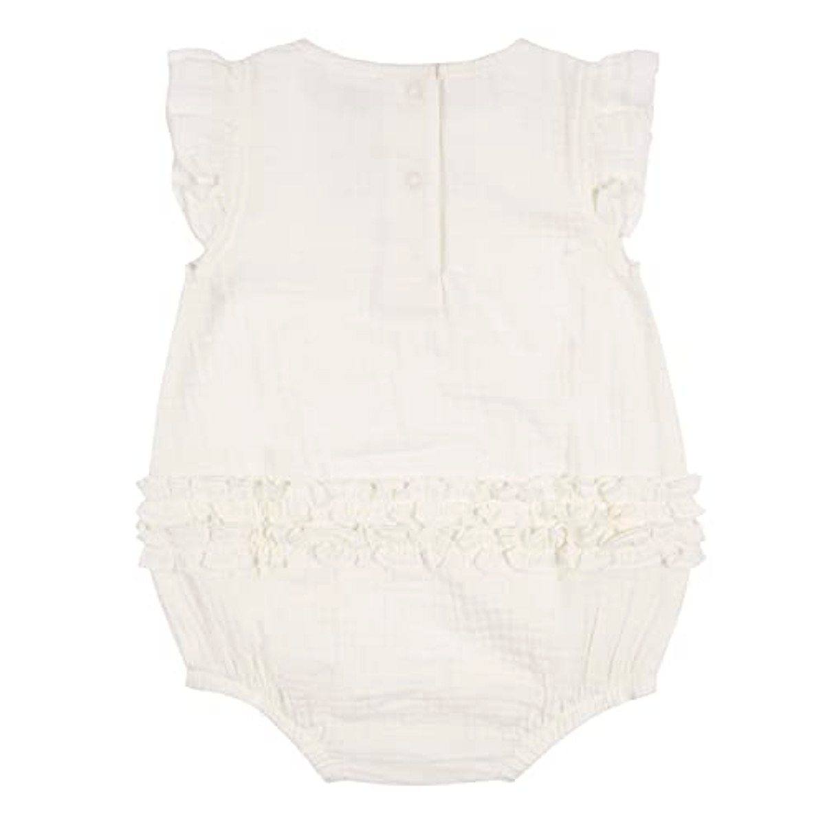 Gerber Baby Girls Sleeveless Ruffle Romper, Ivory, 0-3 Months