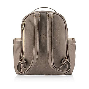 Itzy Ritzy Mini Diaper Bag Backpack – Chic Mini Diaper Bag with Changing Pad, 8 Total Pockets (4 Internal and 4 External), Grab-Top Handle and Rubber Feet (Vanilla Latte)