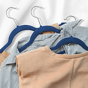 Casafield 50 Velvet Kid's Hangers - 14" Size for Children's Clothes - Royal Blue