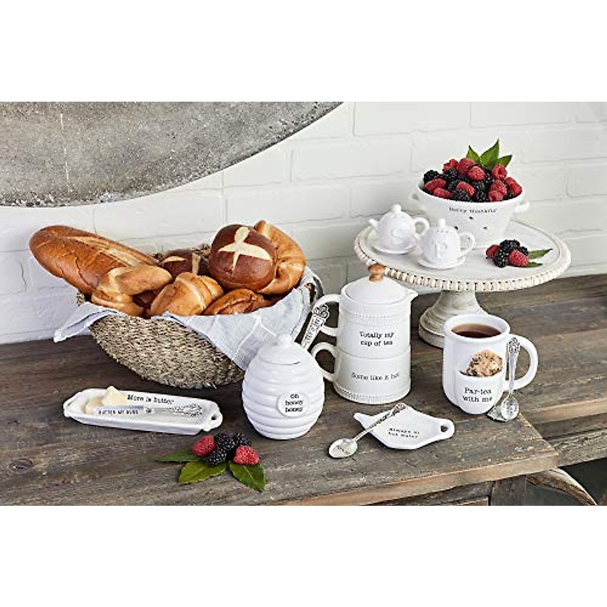 Mud Pie Circa Thanksgiving Butter Dish, White