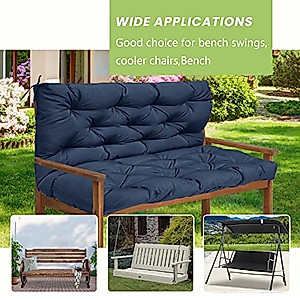 lsxlkha Outdoor Swing Cushions 3 Seater Waterproof, Swing Cushion Replacement Porch Swing Cushions with Backrest Bench Cushion for Patio Loveseat Pad Outdoor Furniture (Dark Blue 60x40in)