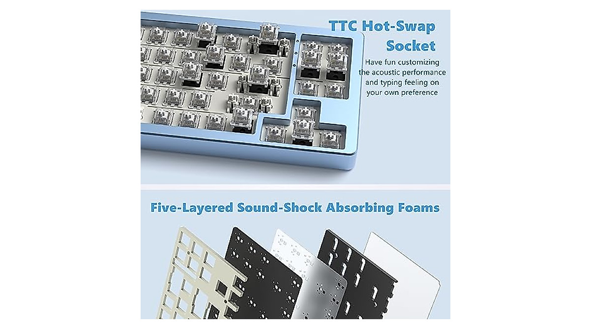 Womier S-K71 75% Gaming Keyboard, Aluminum Alloy Shell Wireless Mechanical Keyboard Bluetooth/2 ...