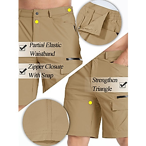 TACVASEN Mens Hiking Cargo Shorts Dress Casual Ligtweight Quick Dry Water Resistat Breathable Fishing Camping Shorts Khaki, 30