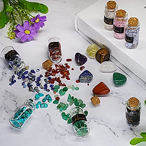 Crystals and Healing Stone Witchy Gifts for Witchcraft Supplies 30 Pcs Bottles Gemstones and Crystals Set Wiccan Supplies and Tools for Witchcraft 7 Pcs Chakra Stones Spiritual Gift for Women Beginner