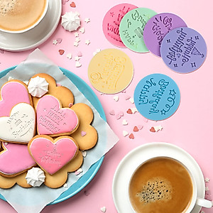 6 Pcs Happy Birthday Fondant Embosser Cookie Stamps 3D Design Cookie Cutters Happy Birthday Fondant Stamp for Party Decorating Fondant Icing Cupcake Cookie Cake (Birthday)