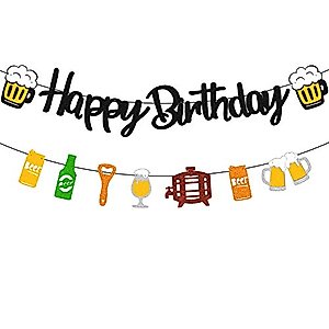 Happy Birthday Banner for Men Cheers for 21st-100th Years Bday Party Backdrop Decoration for Women Adult Him Her Celebrating Birthday Anniversary Event Garland Supplies Pre-Strung