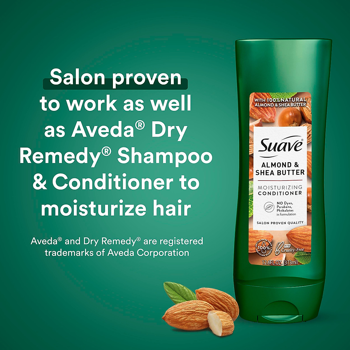 Suave Shampoo and Conditioner Set, Almond & Shea Butter - Moisturizing Shampoo & Conditioner, Dry Hair Treatment, Scented, 12.6 Oz Ea (2 Piece Set)