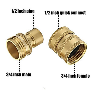 M MINGLE Garden Hose Quick Connect Fittings, 3/4 Inch GHT Solid Brass, Quick Connector Set, 2-Pack
