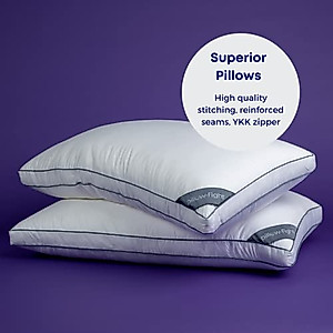 Pillow Fight Knockout Luxury, Adjustable Down Alternative Bed Pillows - Best Cooling Neck Pillow Good for Sleeping Back & Stomach Sleepers (King Size, Set of 2)