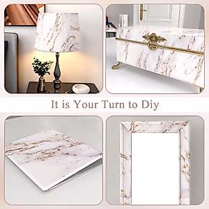 practicalWs Marble Contact Paper for Countertops Waterproof, 15.7in×118.1in Marble Wallpaper Peel and Stick, Self Adhesive Removable White/Gold Wall Paper for Kitchen Backsplash Cabinet Furnitur