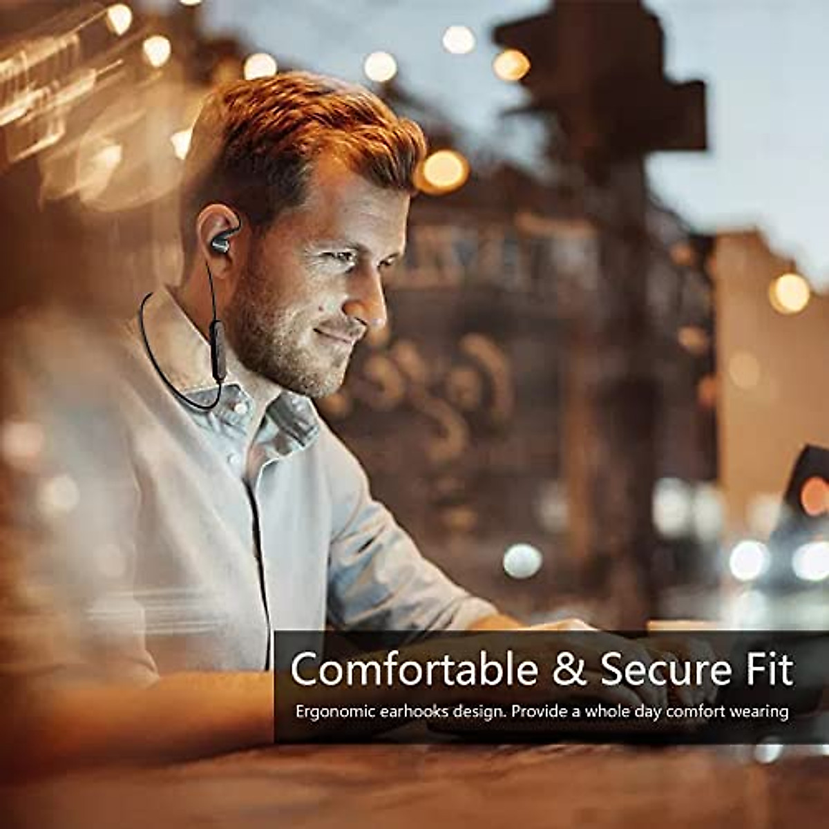 Wireless Sport Earphones IPX6 Waterproof,Noise Cancelling Bluetooth Headphones for Running and Workout, Wireless Earbuds for Small Ears Deep Bass and HD Stereo (Black)