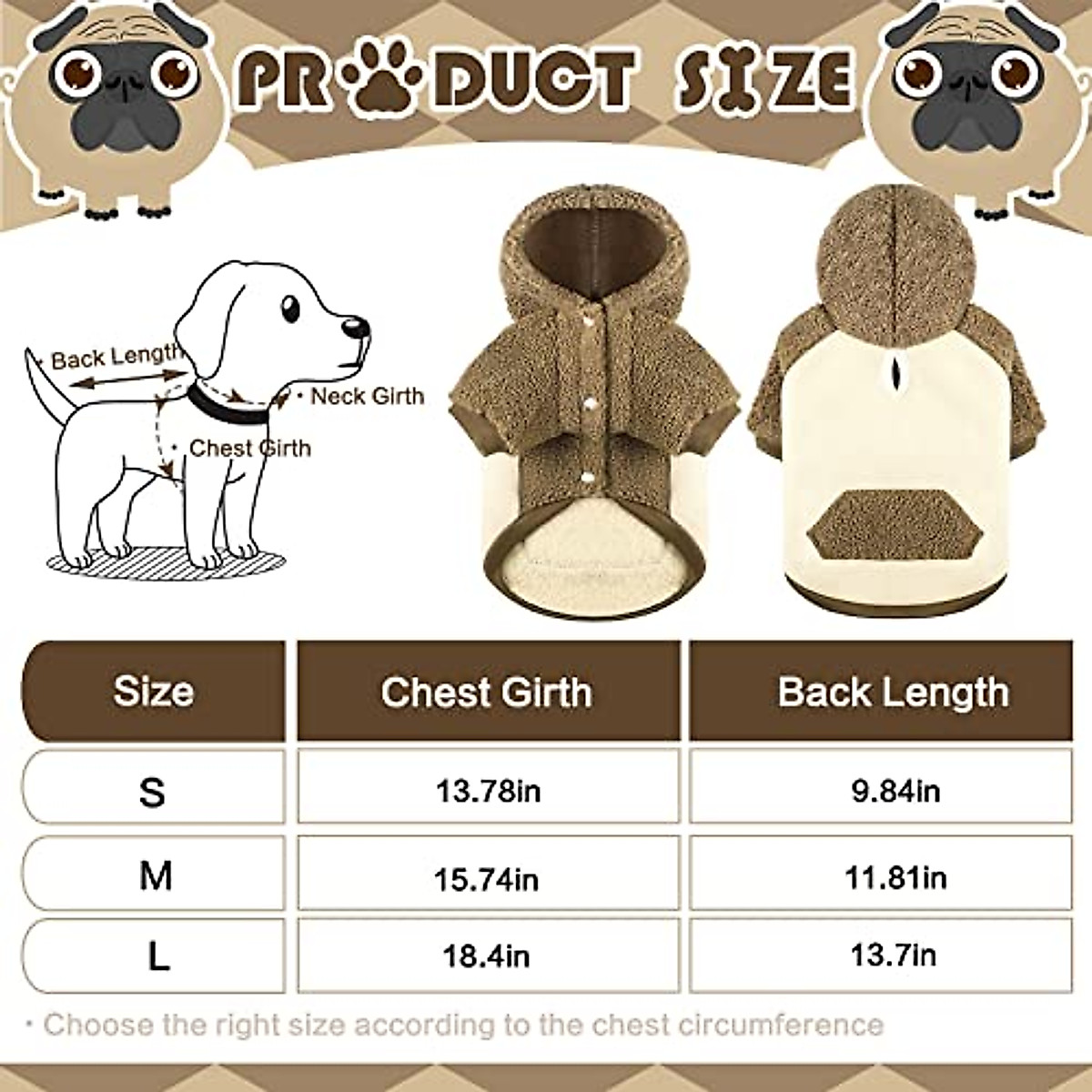 Fuzzy Thick Dog Winter Clothes Dog Hoodie Thermal Coat Doggie Clothes Dog Clothes Boy Dog Jacket Puppy Outfit Small Girl Dog Clothes (Large)