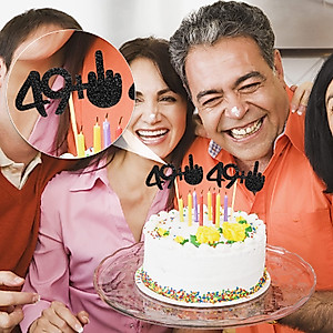 Gersoniel 24 Pieces 49 + 1 Cupcake Toppers Funny 50th Birthday Cupcake Picks Glitter Black Middle Finger Cake Toppers 50 Cupcake Decoration for Happy 50th Birthday Party Anniversary Decorations