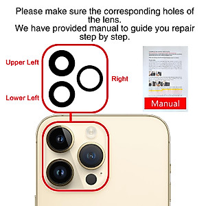 2PCS ASDAWN Back Rear Camera Lens Glass Replacement for iPhone 14 Pro Max and 14 Pro Camera Glass Lens Replacement with Pre-Installed Adhesive + Repair Tool Kit + Installation Manual