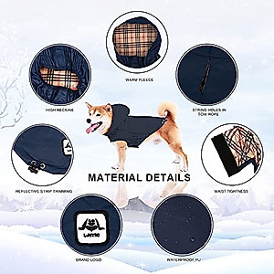 Waterproof Raincoat, Waterproof Dog Raincoat with Reflective Strip, Dog Zip Raincoat with Reflective Buttons, Waterproof Dog Raincoat Jacket for Size XS to XXXL Available Yellow Red Navy Blue