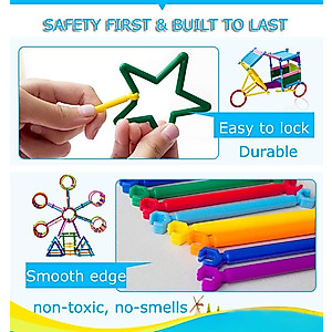 JUANYUE 500 PCS Building Toy Building Blocks Bars Different Shape Educational Construction Engineering Set 3D Puzzle, Interlocking Creative Connecting Kit, Building Construction Toys A Great STEM Toy