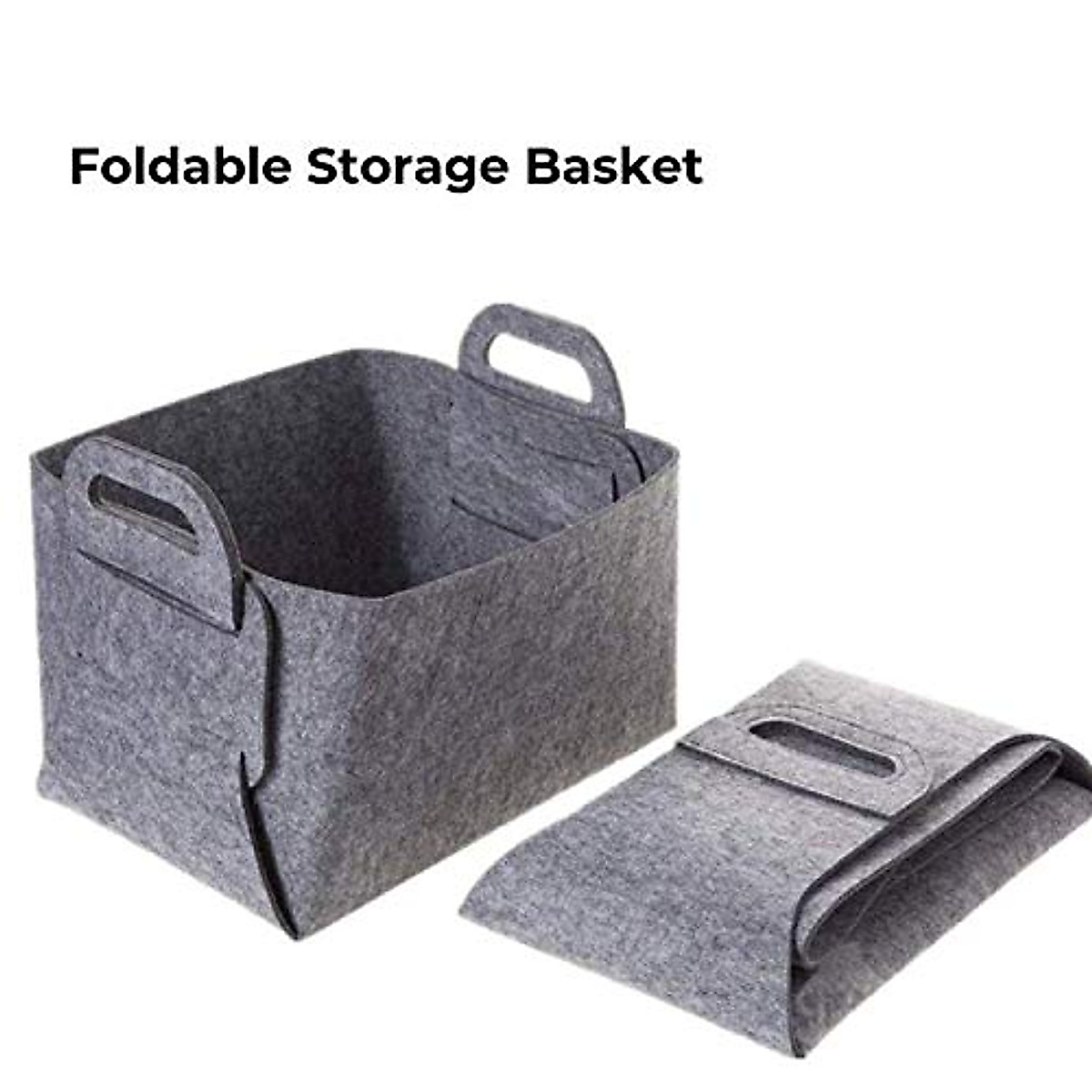ArtTao Felt Storage Basket Collapsible & Space-Saving Storage Box Perfect for Bedroom, Kids Room, Bookshelf, Office, Closet (13.78x9.84x9.06inch) Light Grey