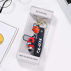 Wellcalmly Anime Chain-saw Men Pochita Keychains Chainsaw Pochita Cosplay Metal Keychains Accessory Gifts For Women Men (black)