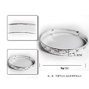 Wenbin Elegant Lady 925 Sterling Silver Engraved Bangle Scrub Bracelet Starry Bracelet Adjustable Bracelet Jewelry