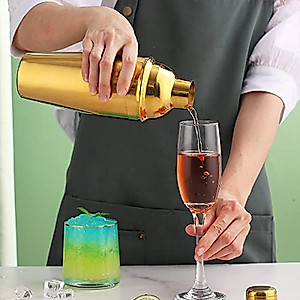 Kyraton Gold Cocktail Shaker, Professional Grade Martini Shaker, Titanium Golden Plating Premium Stainless Steel Cocktail Shaker, Bar Accessories for Home Bars 24 oz Total Capacity