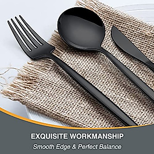 Matte Black Silverware Set 30 Piece, Wildone Stainless Steel Flatware Set Service for 6, Cutlery Utensil Sets for Home Restaurant, Include Knife Fork Spoon Set, Dishwasher Safe