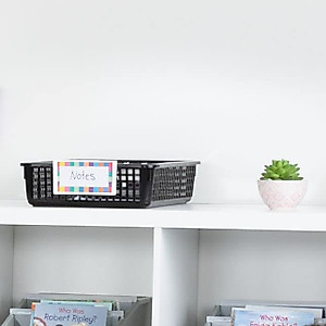 Really Good Stuff Paper Basket, 14" x 10" x 3-1/4" - 12 Pack, Black | Plastic Mesh Paper Basket for Classroom, Home and Office, Fits A4 Paper, Documents, Files, Magazines