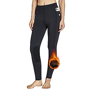 FitsT4 Sports Kid's Fleece Lined Riding Breeches Girls Winter Equestrian Pants Knee Patch Schooling Tights Cell Pocket Black XS