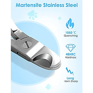 Gobeigo Dog Nail Clippers with Nail File, Professional Heavy Duty Dog Nail Trimmer, Full Martensite Steel Razor Sharp Blade Best for Large Dogs/Thick Toenail Pets/Old Cat, Ergonomic Non-Slip Handles